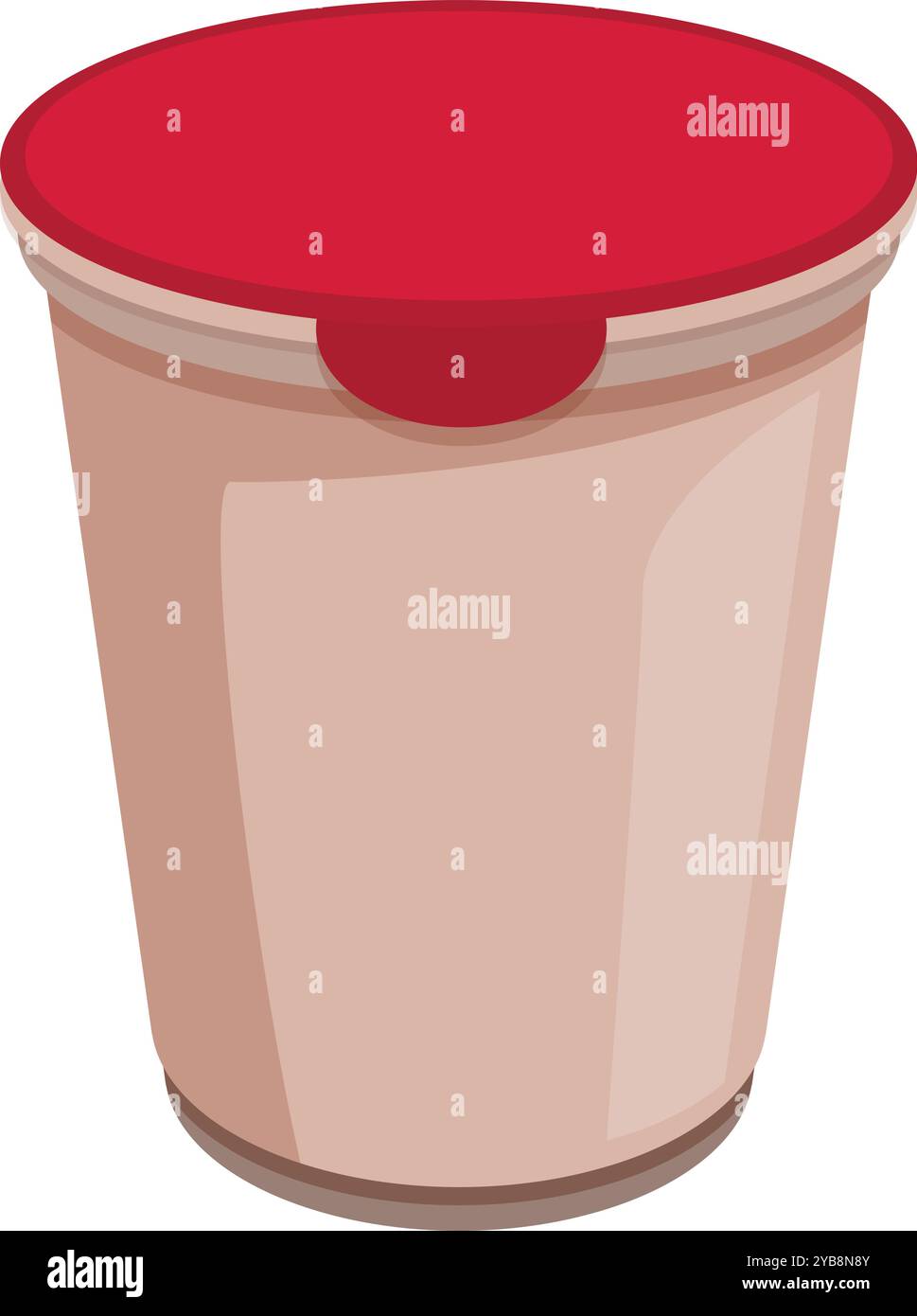 Single plastic cup with red lid holding creamy dessert mousse, isolated ...