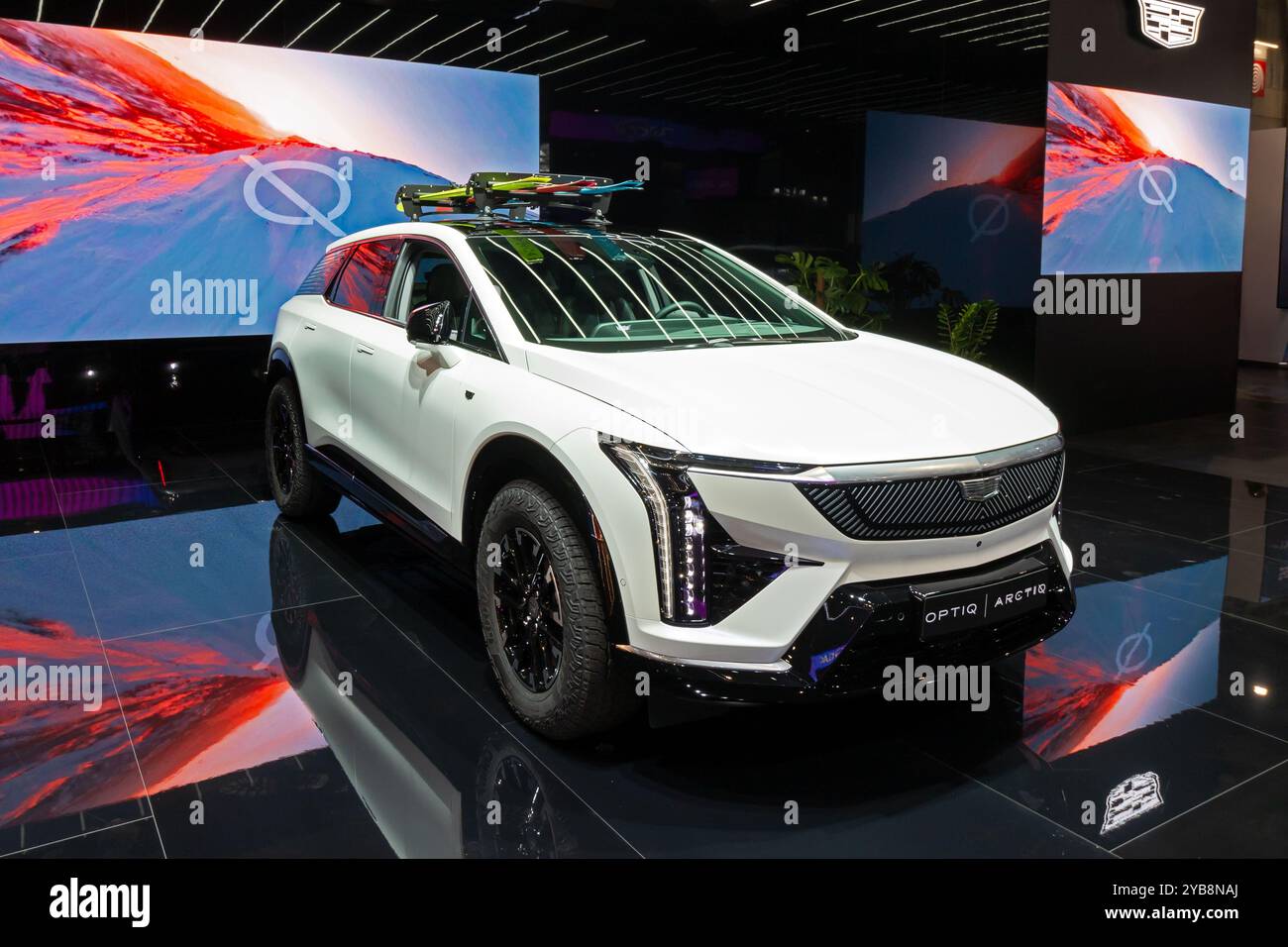 Cadillac Optiq Arctic (2025) electric SUV car at the Paris Motor Show ...