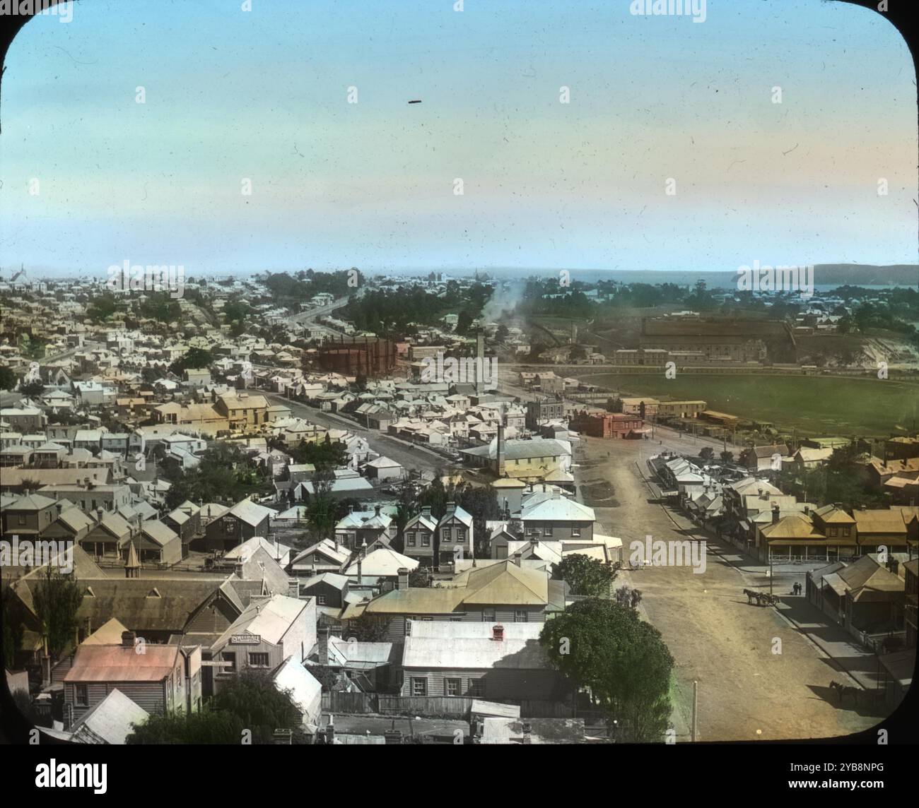 Panorama of Auckland, New Zealand, 1910s, Archive Colour latern slides ...