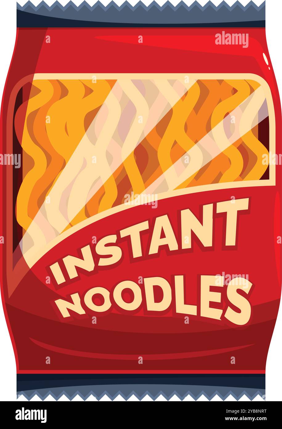 Red package of instant noodles with transparent window showing the ...