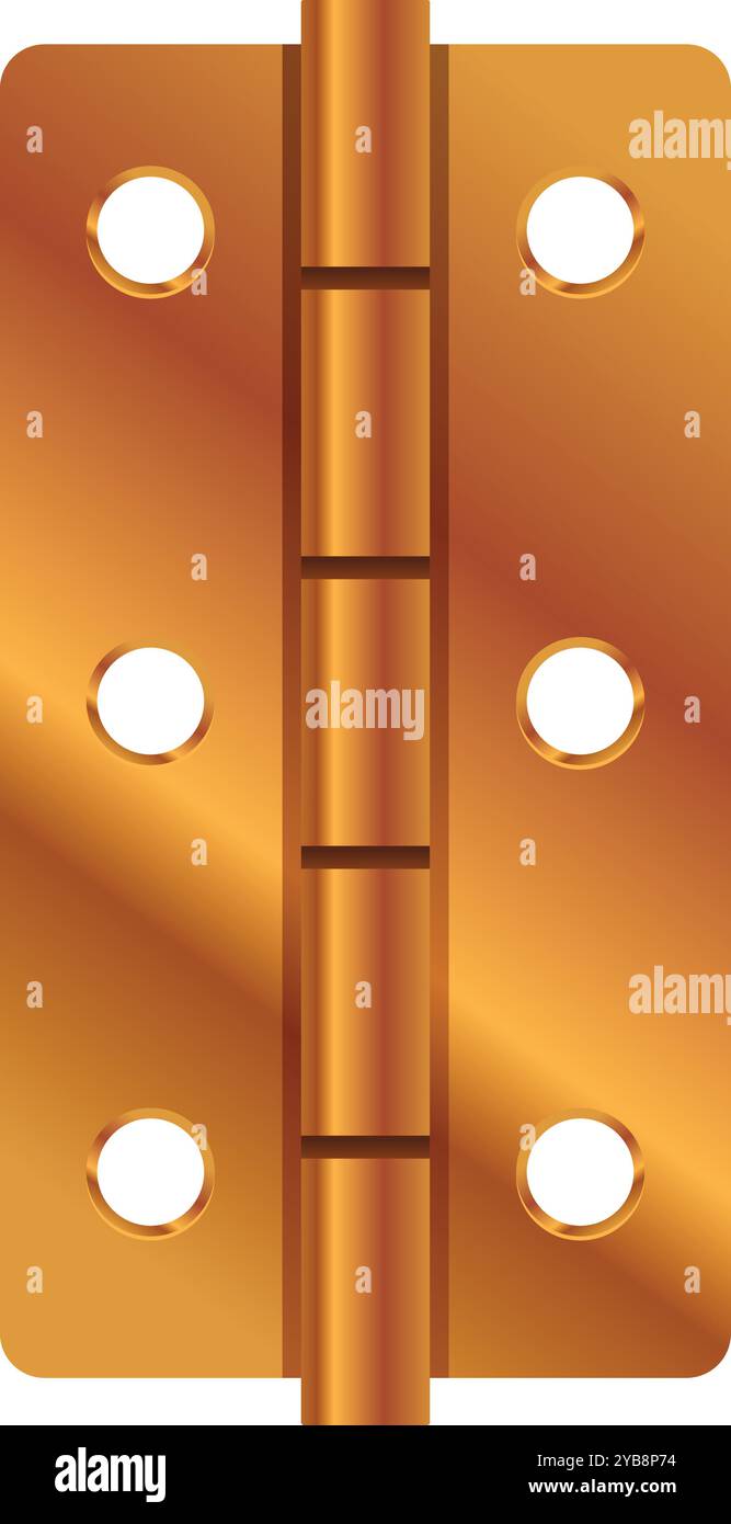 Simple illustration of a shiny metal door hinge connecting two parts ...