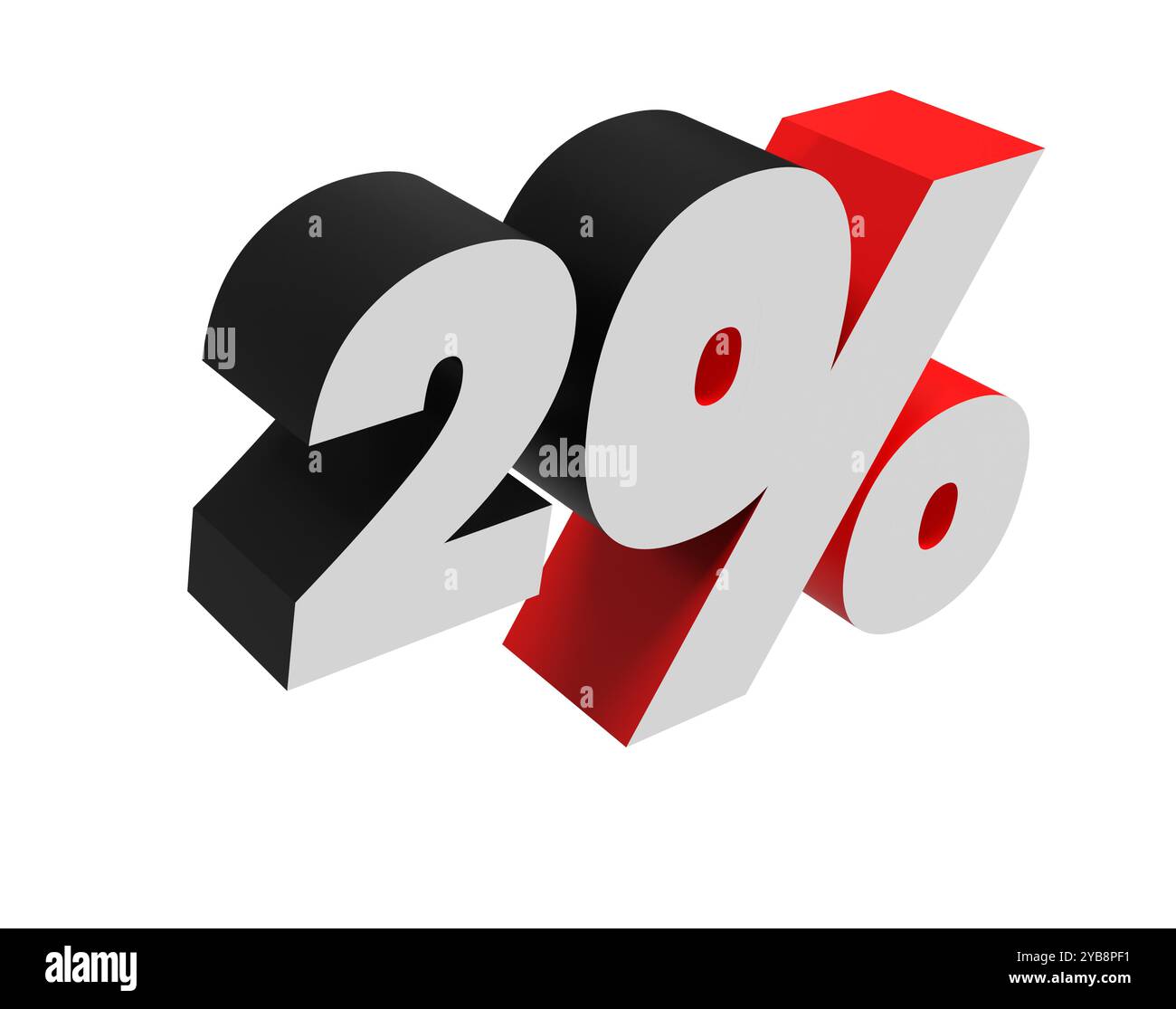 20% digit. 3d number in a light side perspective. White and red ...