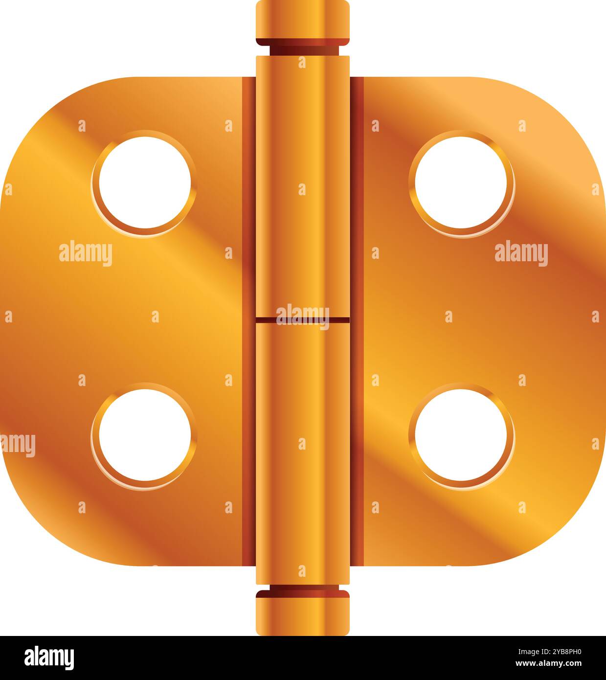 Golden door hinge connecting two parts together, isolated on white ...