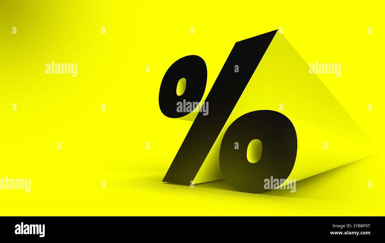 Percent signs on clean empty yellow background Stock Photo - Alamy