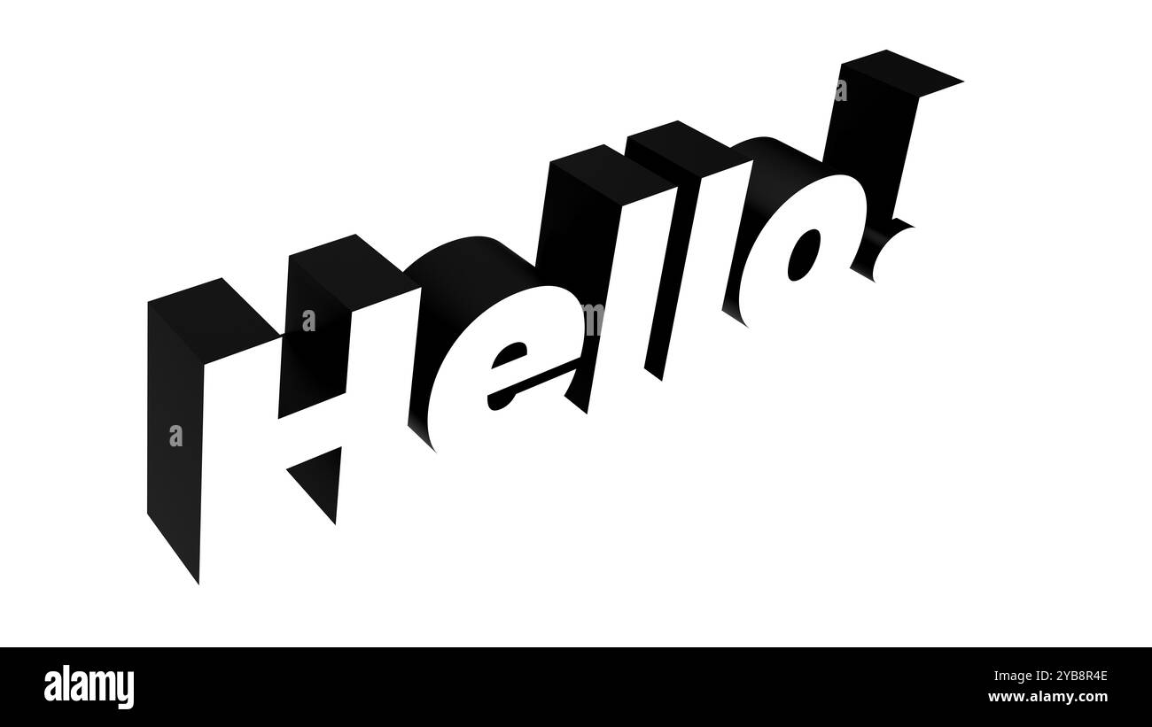 Hello! 3d sign inscription. White background. Welcome page Stock Photo ...