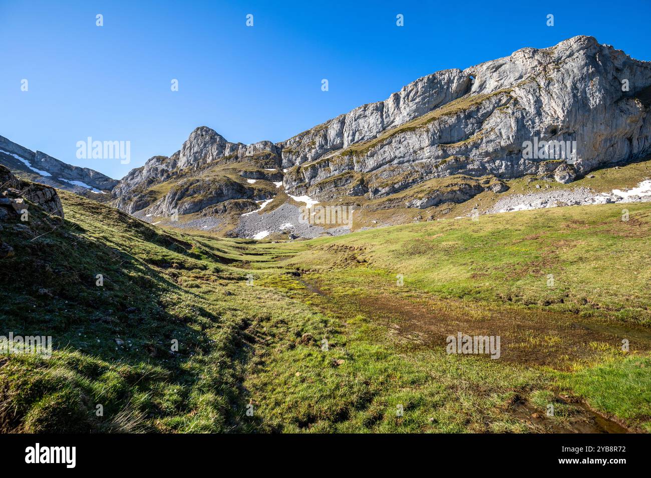 Panoramic view of the mountains of the Somiedo Natural Park in Asturias ...