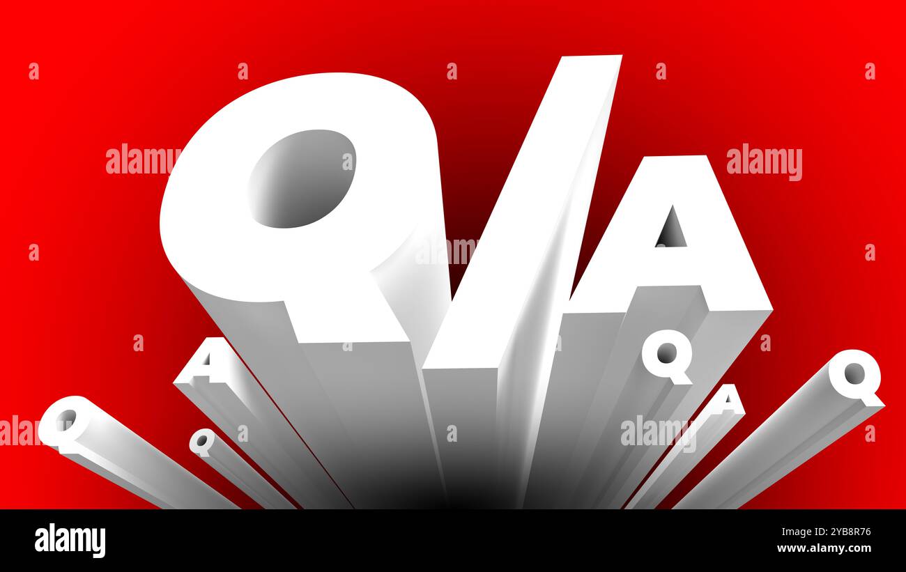 Question and answer mark 3d letter. Red background Stock Photo - Alamy