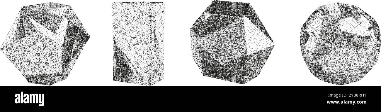 Cube, cylinder, triangle, rhombus with grainy dot texture Stock Vector ...