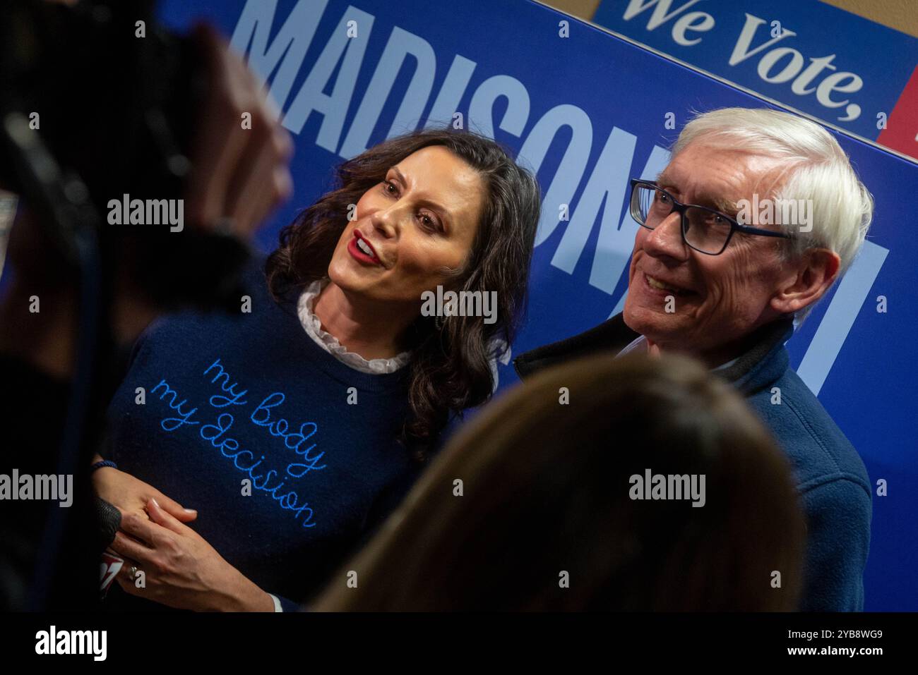 Madison, USA. 15th Oct, 2024. Governor Gretchen Whitmer (D) of Michigan ...