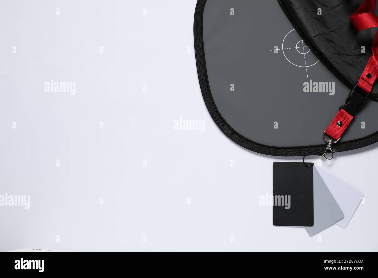 White balance calibration cards on white background, top view Stock ...