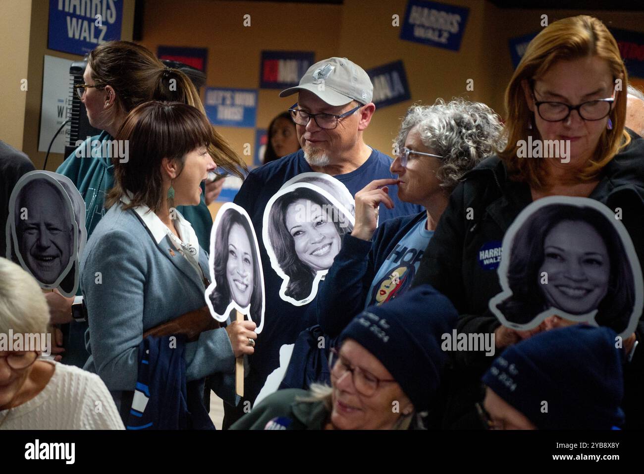 Madison, USA. 15th Oct, 2024. Attendees wait for Governors Tony Evers ...