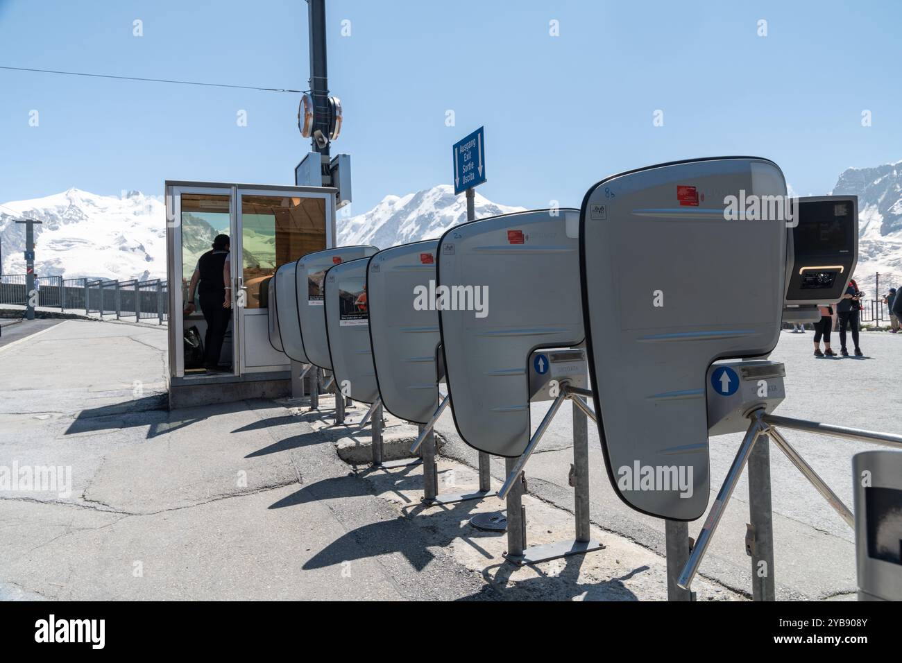 Zermatt, Switzerland - July 26, 2024: Ticket validation exit stations ...