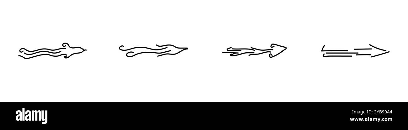 Collection of linear arrows. Contours of different arrows. Arrow icon ...