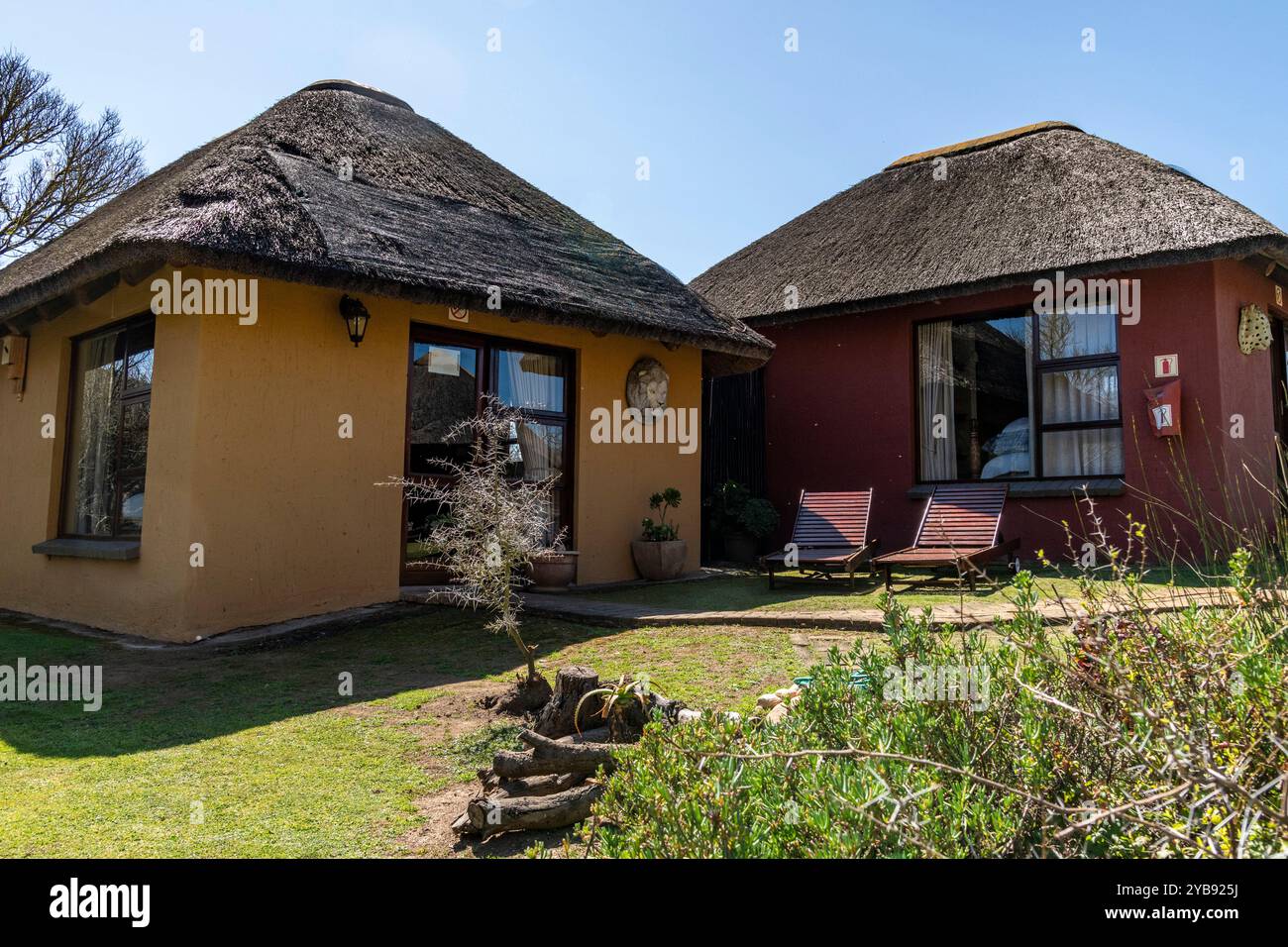 A view of the accommodation hut buildings at the Indalu Game Reserve in ...