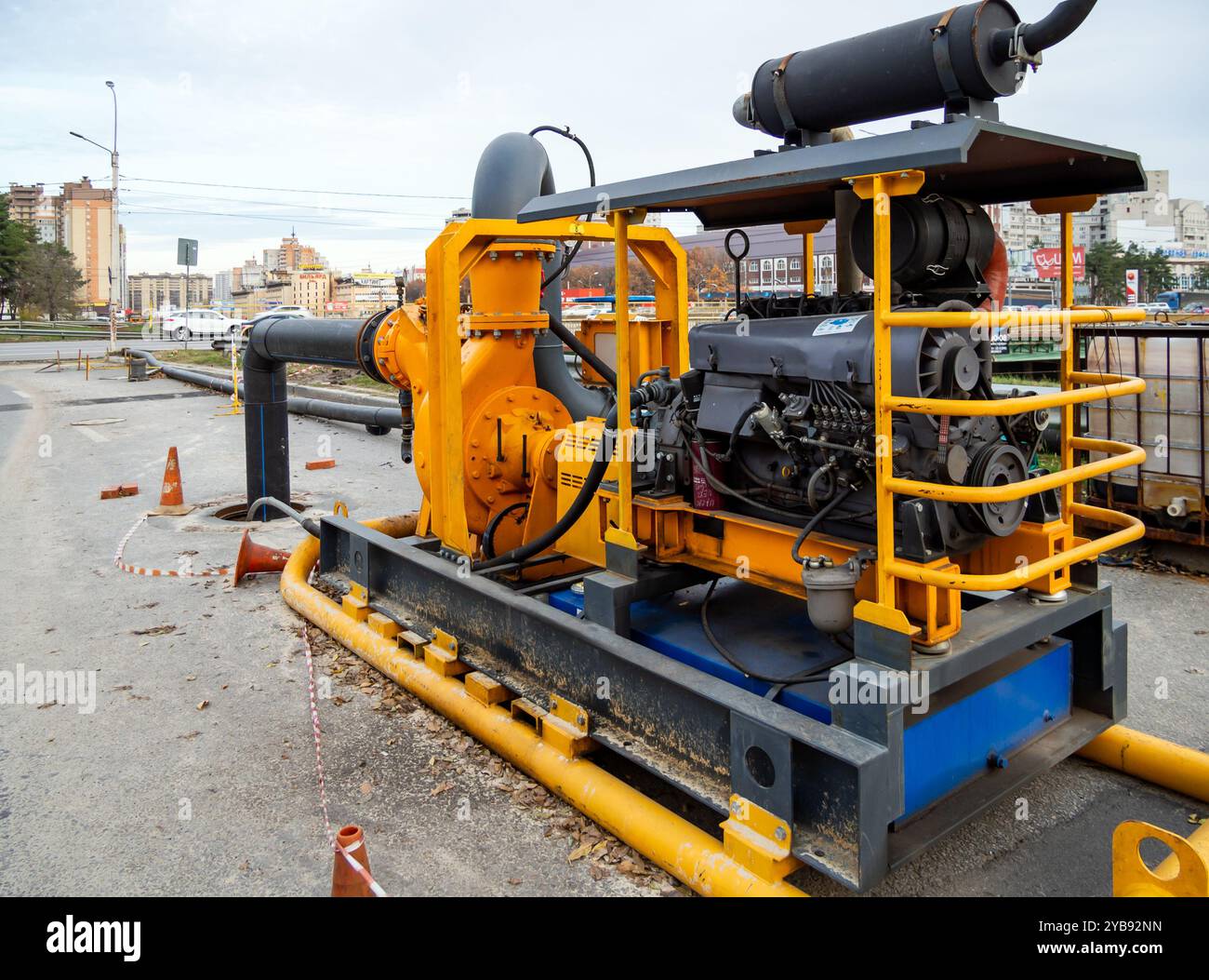 Russia, Voronezh - November 01, 2023: Mobile pumping station of a ...