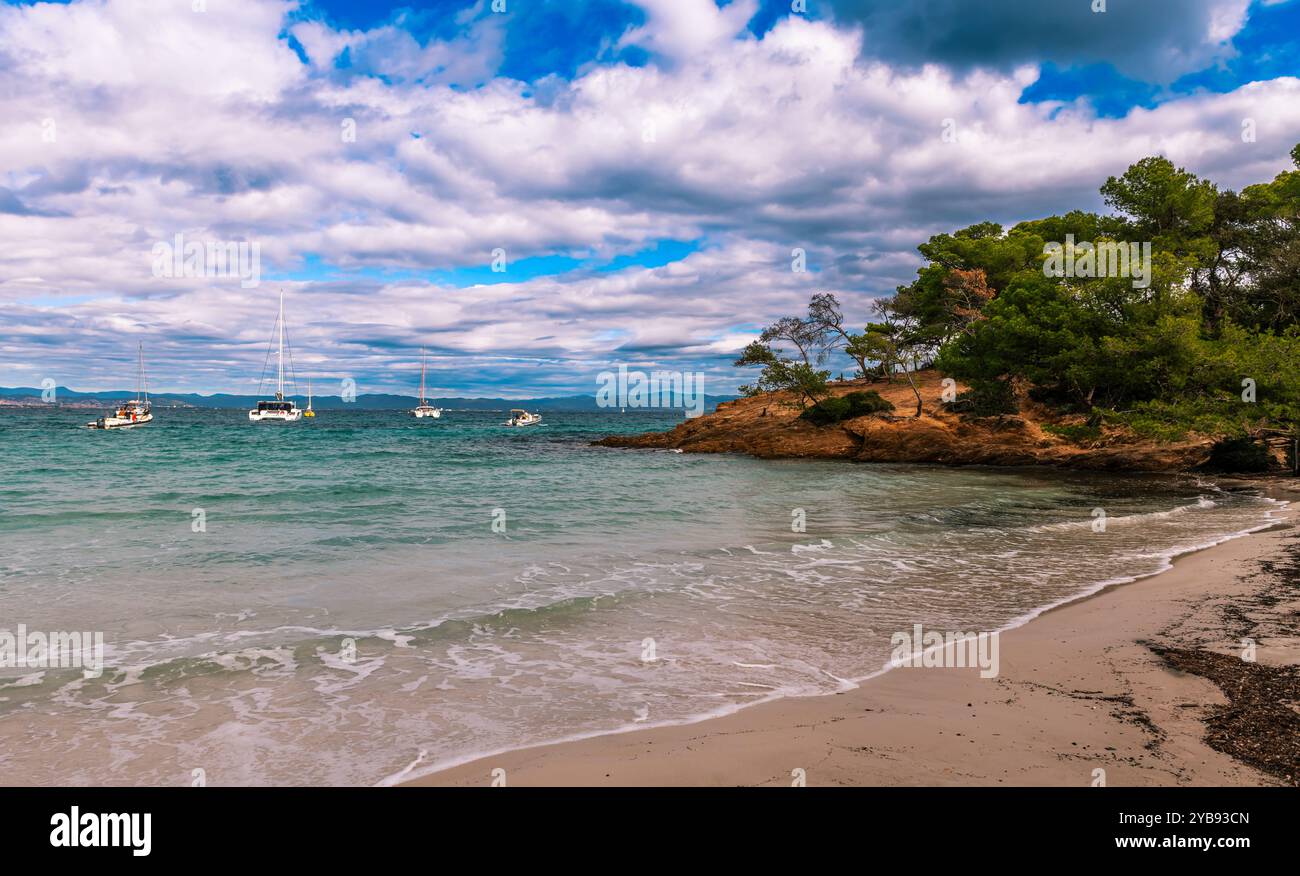 Silver Beach on Porquerolles Island, Var, Provence Alpes Côte d'Azur ...