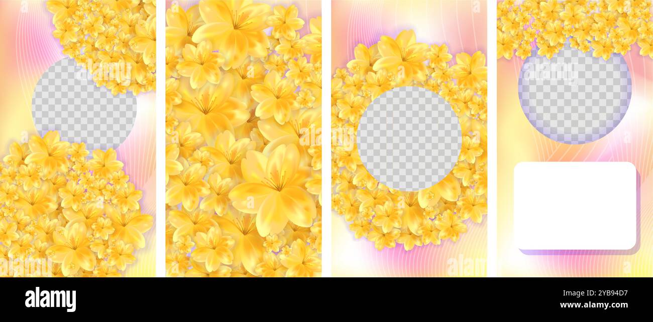 Set of yellow flower story background templates. Stock vector ...