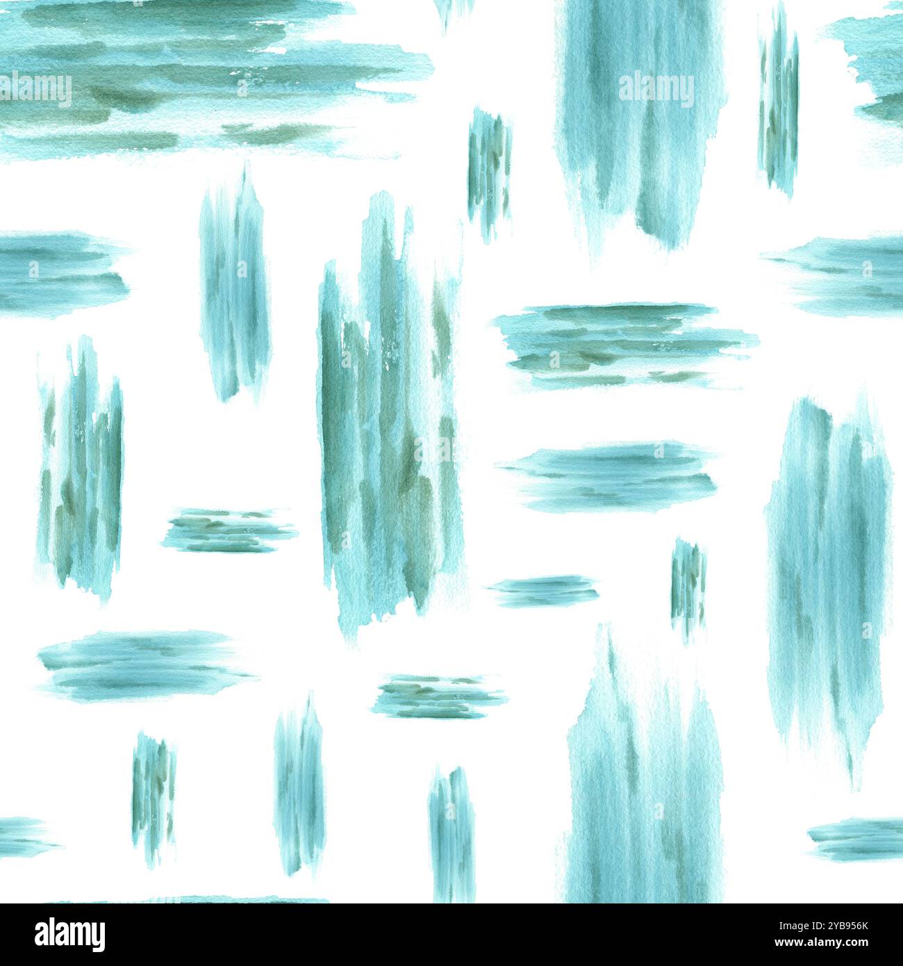 Abstract turquoise vertical watercolor brush strokes seamless pattern ...