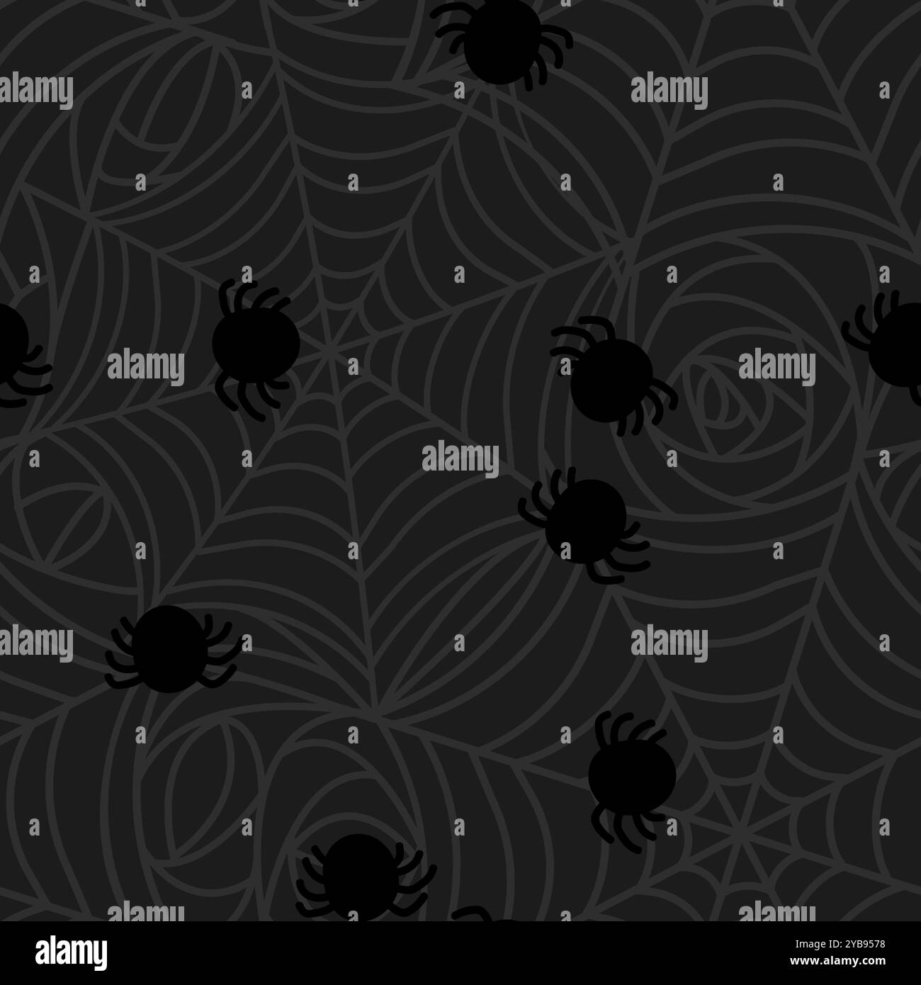 Black Spider Web Seamless Pattern Kawaii Halloween Concept. Stock ...