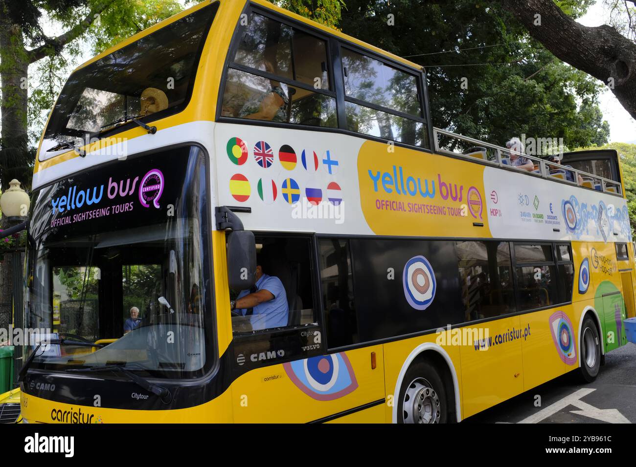 yellow bus in Madeira, Portugal Stock Photo - Alamy