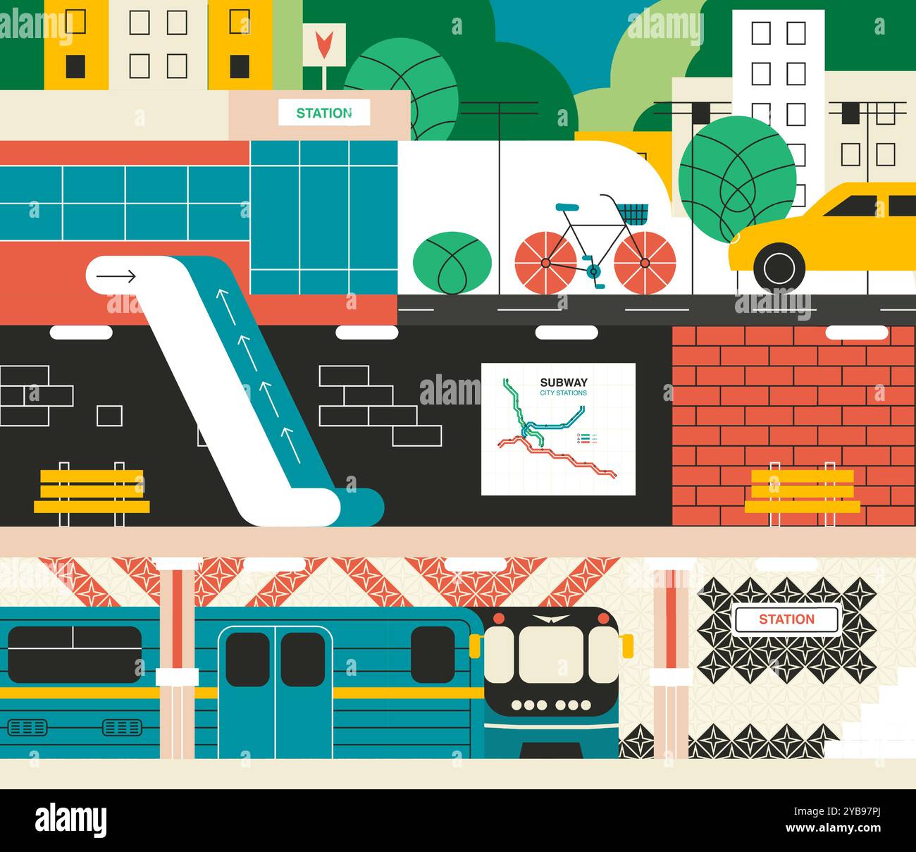 Subway transport city scheme hi-res stock photography and images - Alamy