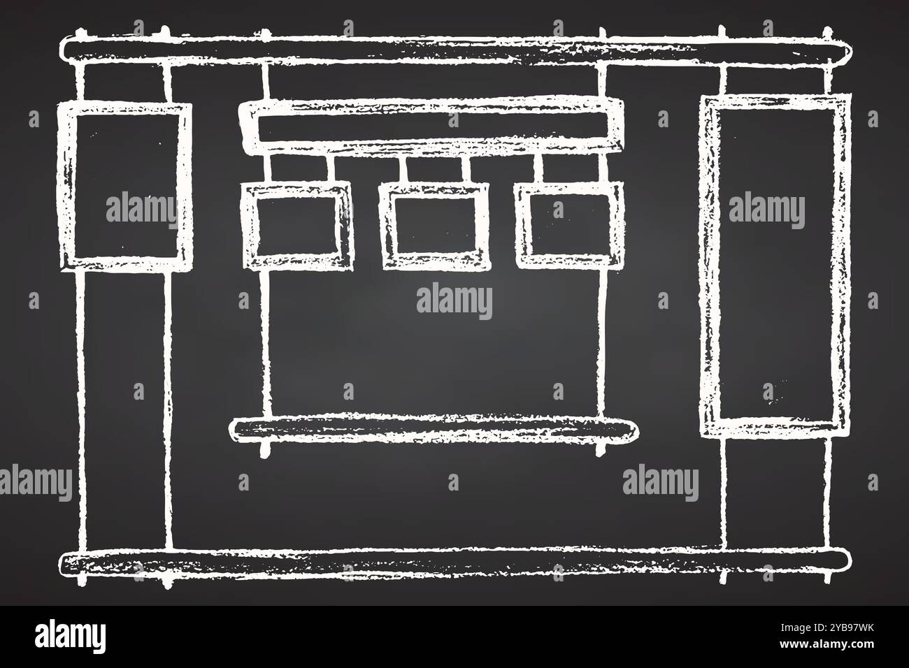 Shop window in interior of restaurant, cafe. bar. Shelves for dishes ...