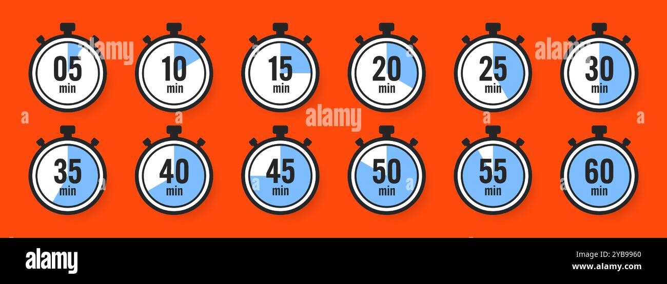 Stopwatch icons. Colorful simple chronometer, time counter with dial ...