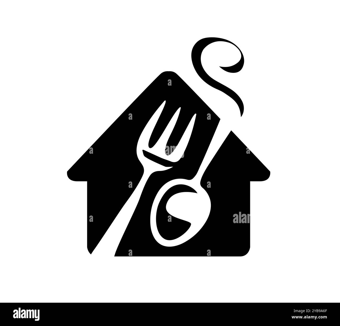 Restaurant, cafe icon sign. House, fork and spoon symbol food service ...