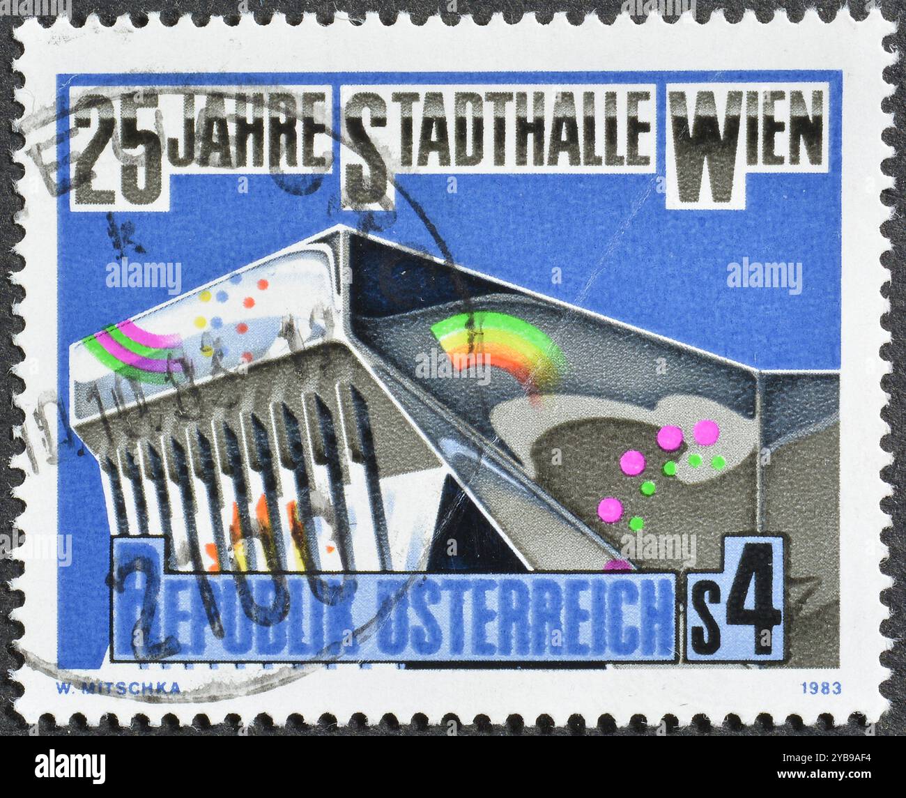 Cancelled postage stamp printed by Austria, that celebrates 25th ...