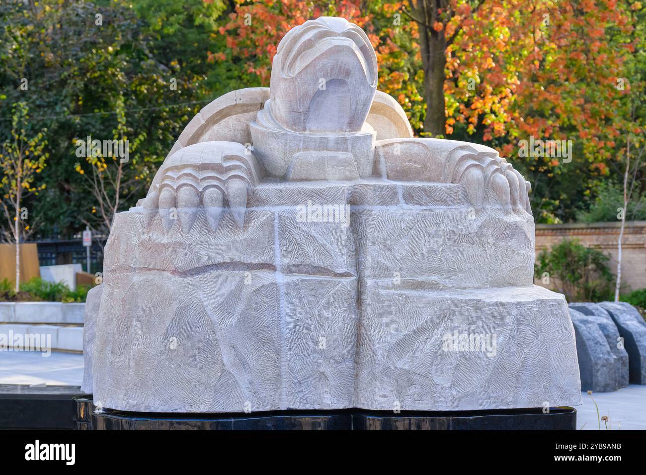 Toronto, Canada - October 12, 2024: Stone sculpture of a turtle in the ...