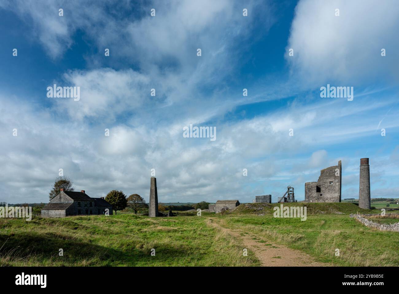The abandoned and disused Magpie lead mine near the village of Sheldon ...