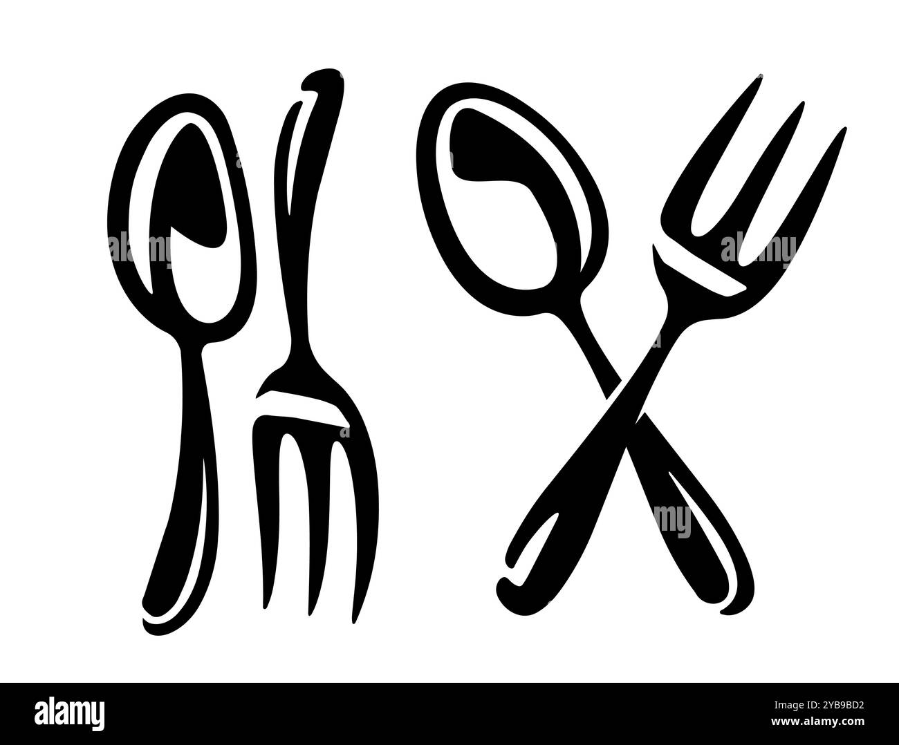 Spoon and fork icon sign simple. Symbols for restaurant, diner or cafe ...