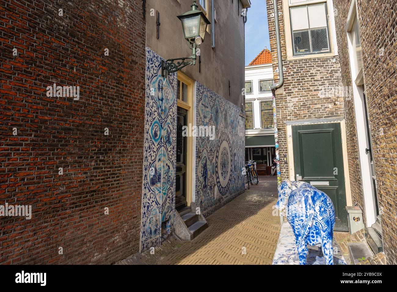 Delft, The Netherlands October 15, 2024. Street art with typical Delfts ...