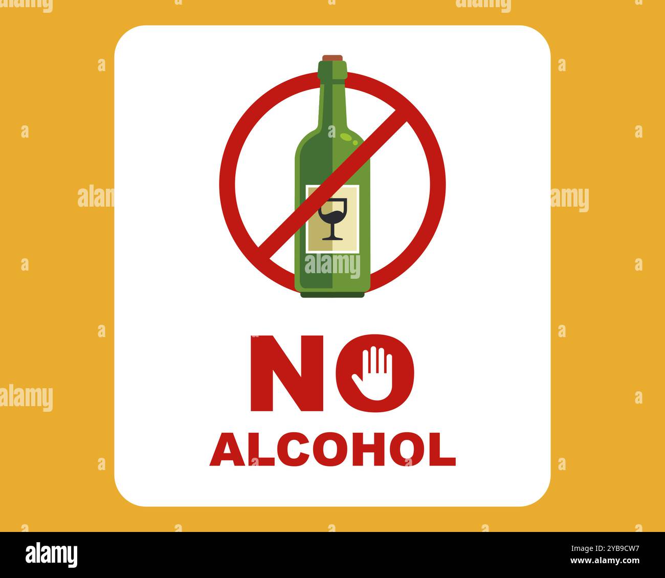No alcohol allowed. Crossed out wine sign. Sticker on the wall Stock ...