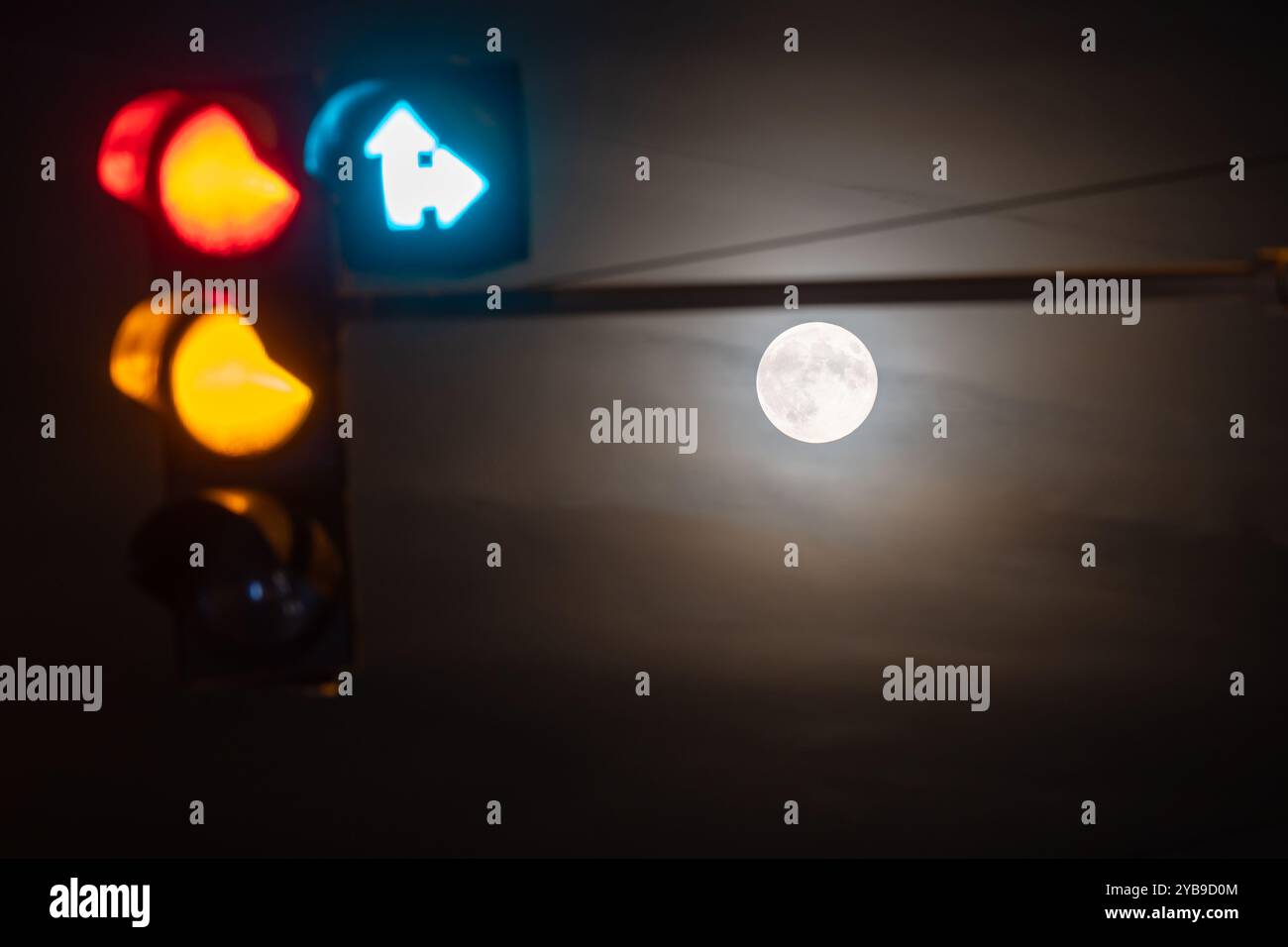 Prague, Czech Republic. 17th Oct, 2024. Supermoon seen with traffic ...