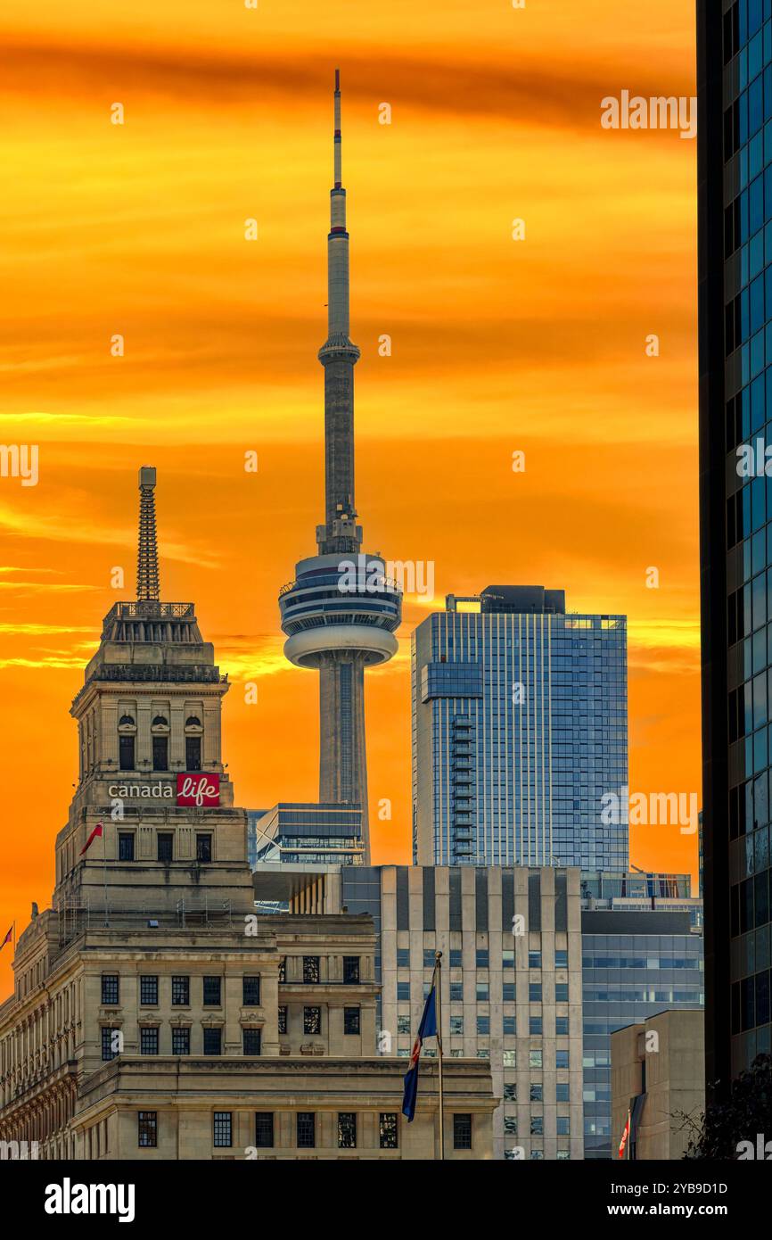 Cityscape the CN Tower and the Canada Life Building, Toronto, Canada ...