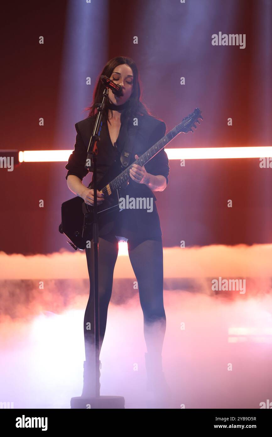 EDITORIAL USE ONLY. St. Vincent performing during the filming for the ...