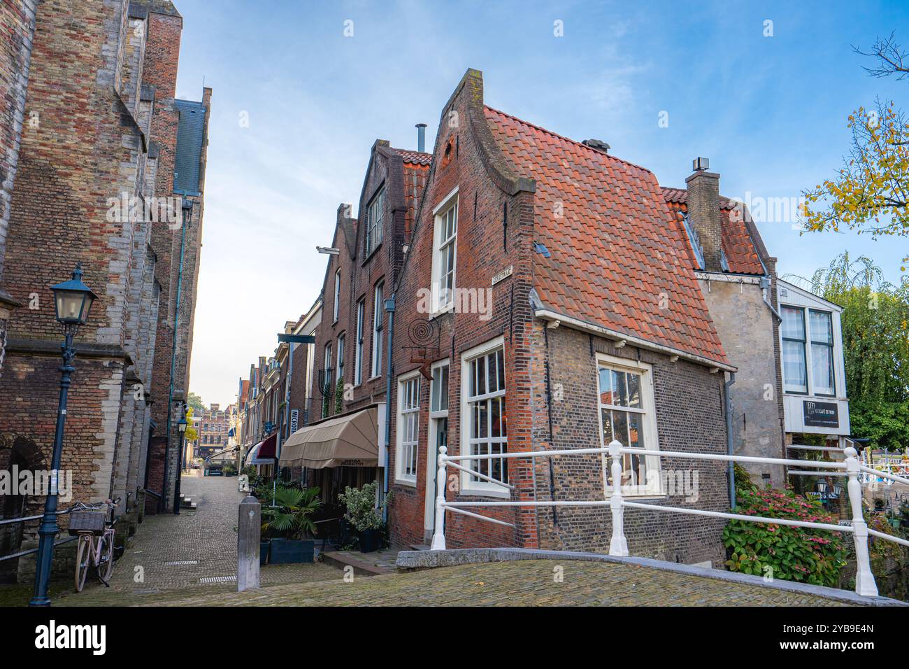 Delft, The Netherlands October 15, 2024. The old houses and canals in ...