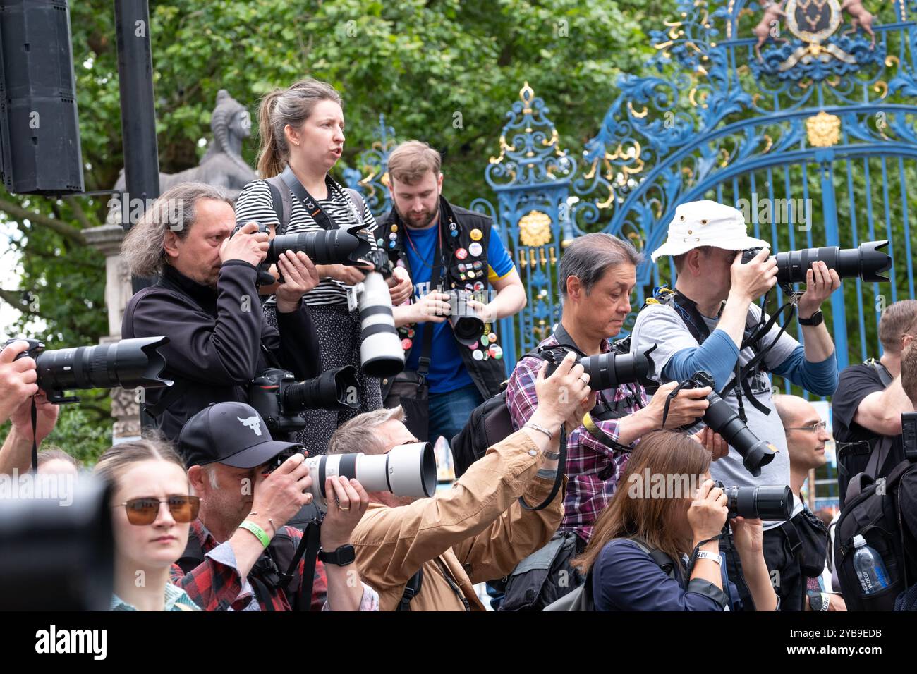 London, UK. 22nd June 2024. Group of press photographers gathered ...