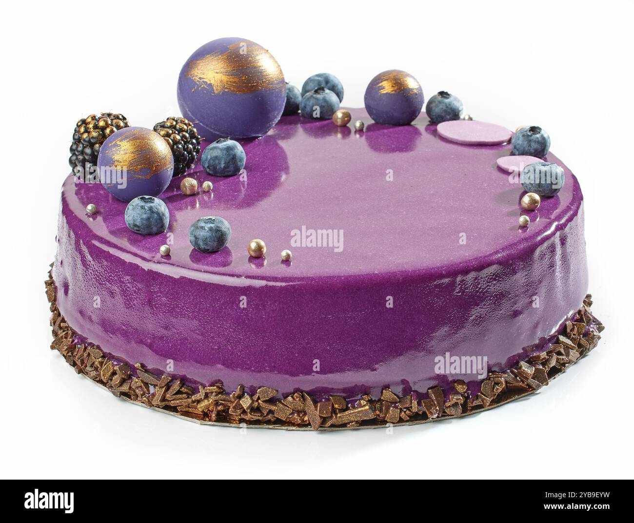 beautiful violet blueberry cake isolated on white background Stock ...