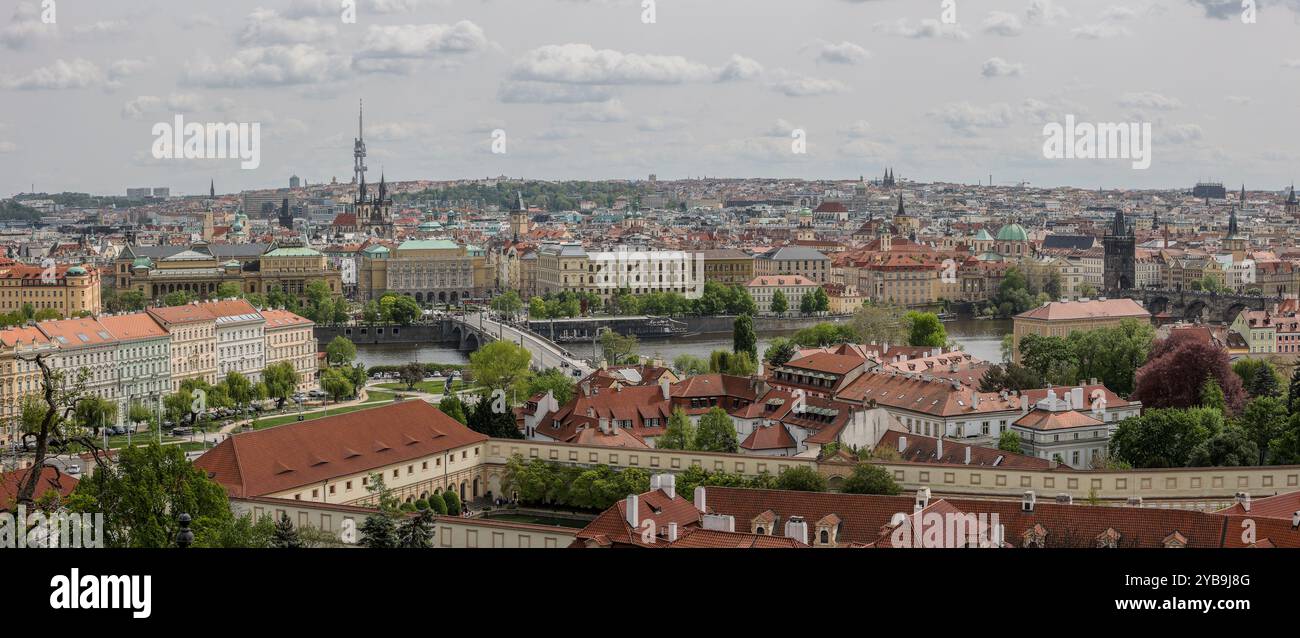 Panorama of Prague city from the viewpoint of Prague Castle Stock Photo ...