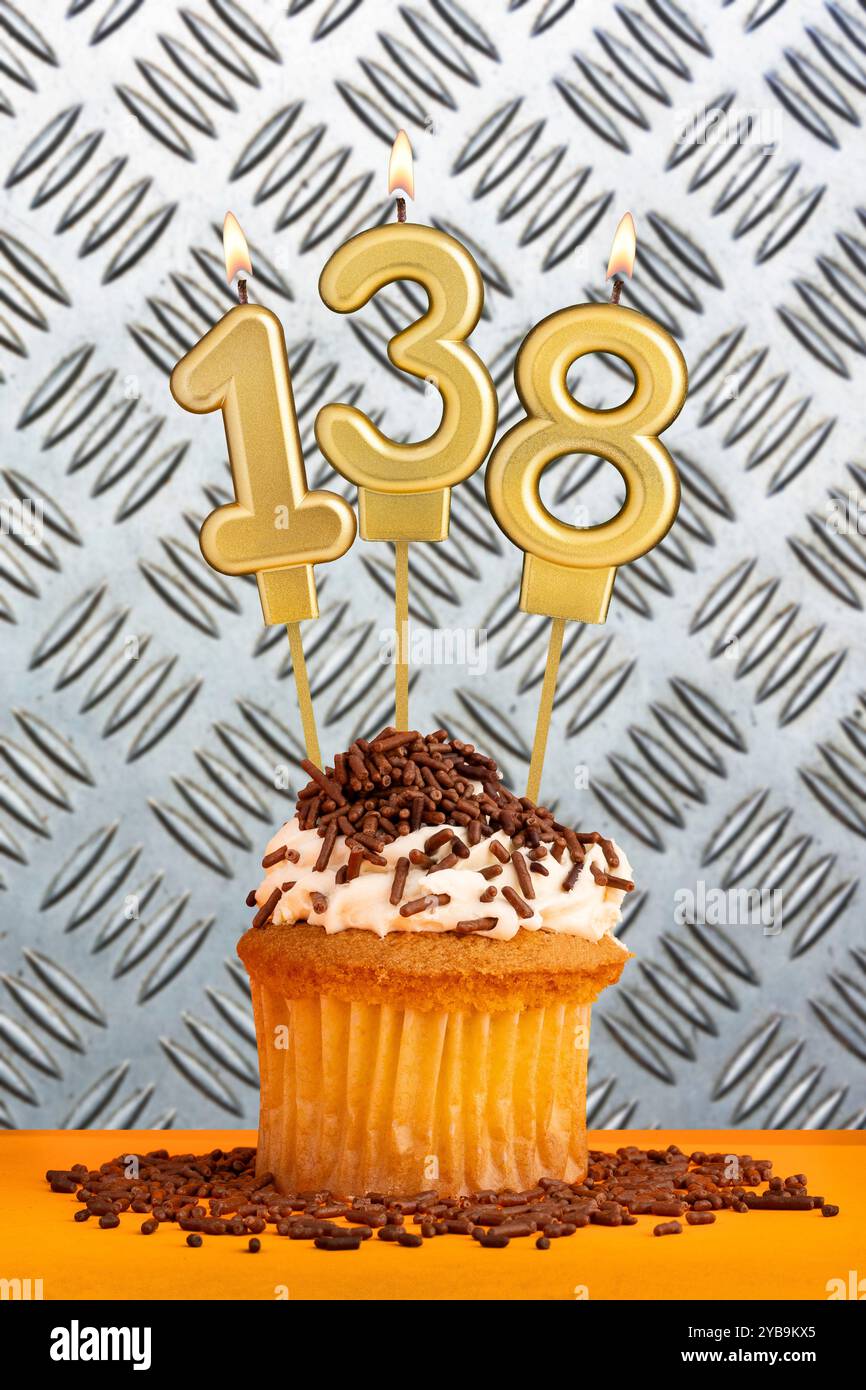 Birthday candle number 138 - Industrial metallic background Stock Photo ...