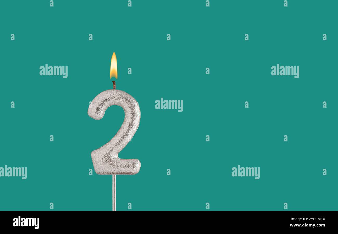 Birthday card on a green background - Candle in the shape of the number ...