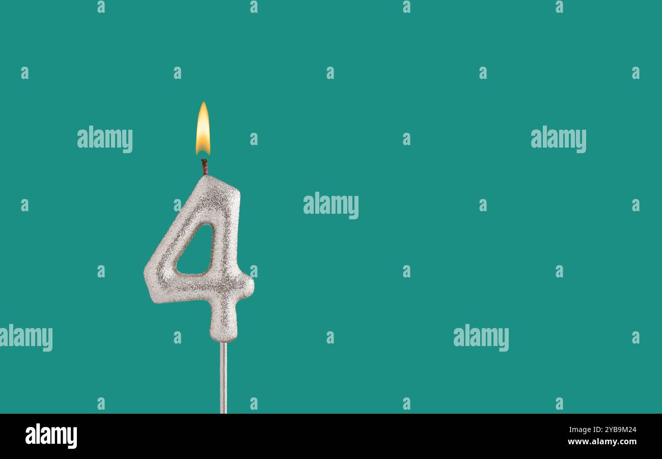 Birthday card on a green background - Candle in the shape of the number ...