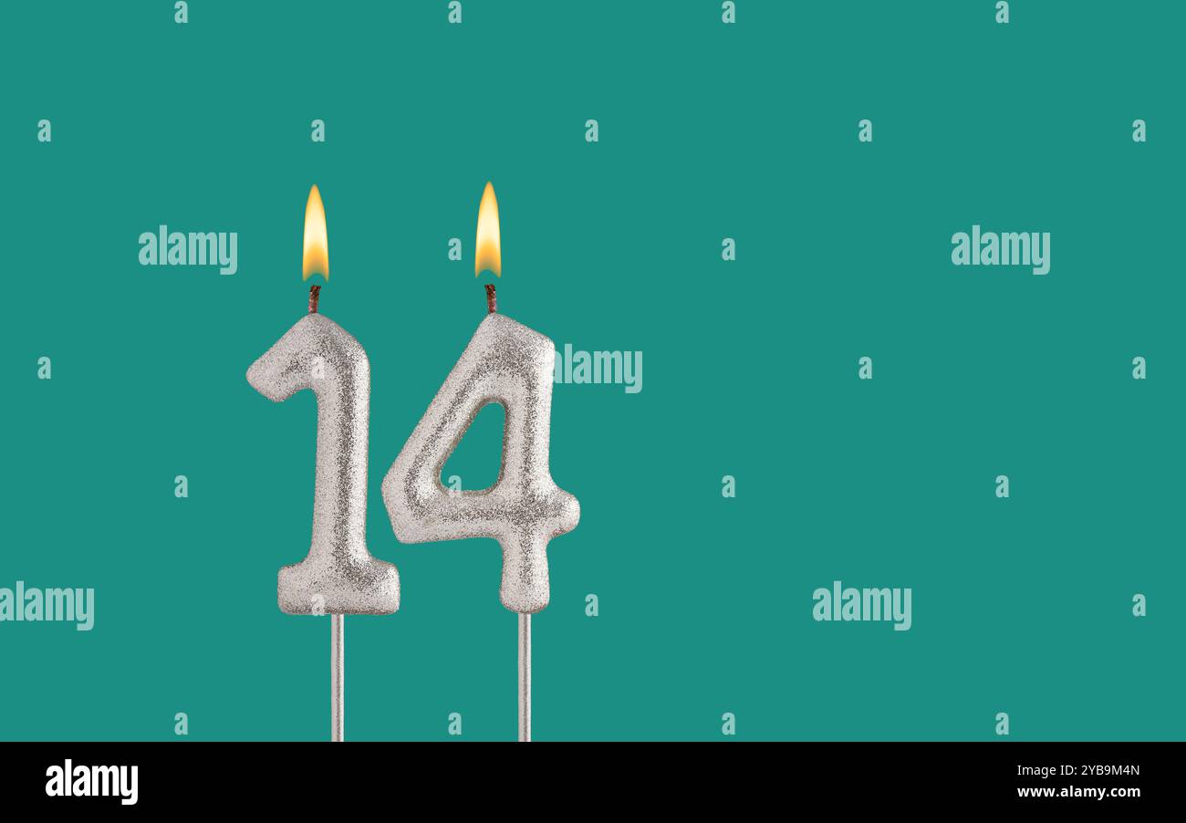 Birthday card on a green background - Candle in the shape of the number ...
