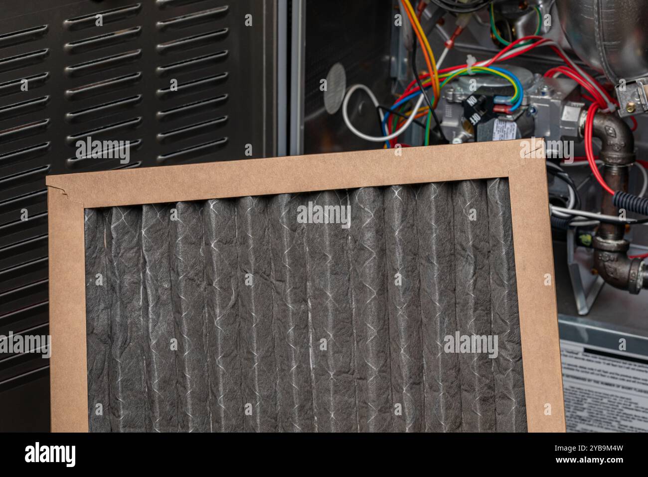 Dirty furnace filter. HVAC maintenance, indoor pollen allergy and duct ...