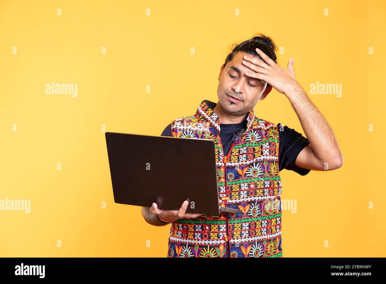 Upset person doing face palm gesturing after seeing error message on ...
