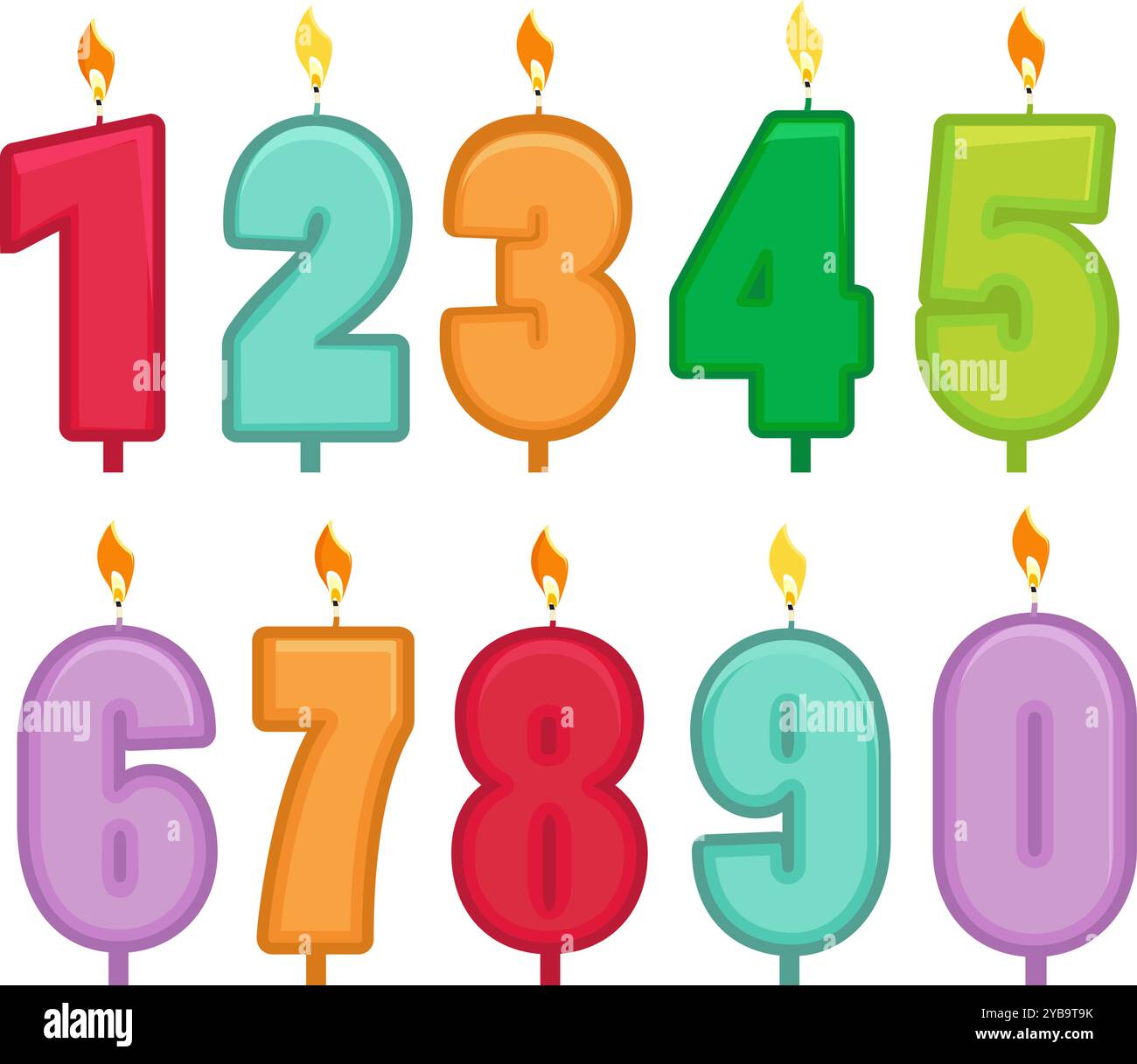Number candles cartoon set. Birthday age elements Stock Vector Image ...