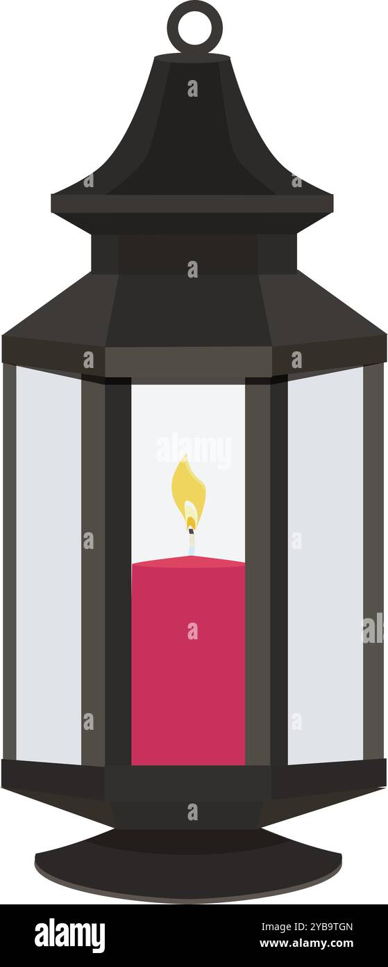 Candle burning in retro glass lantern cartoon icon Stock Vector Image ...