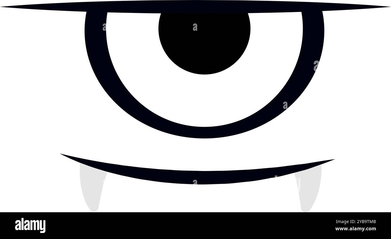 Monster eye black icon. Cute teeth evil Stock Vector Image & Art - Alamy
